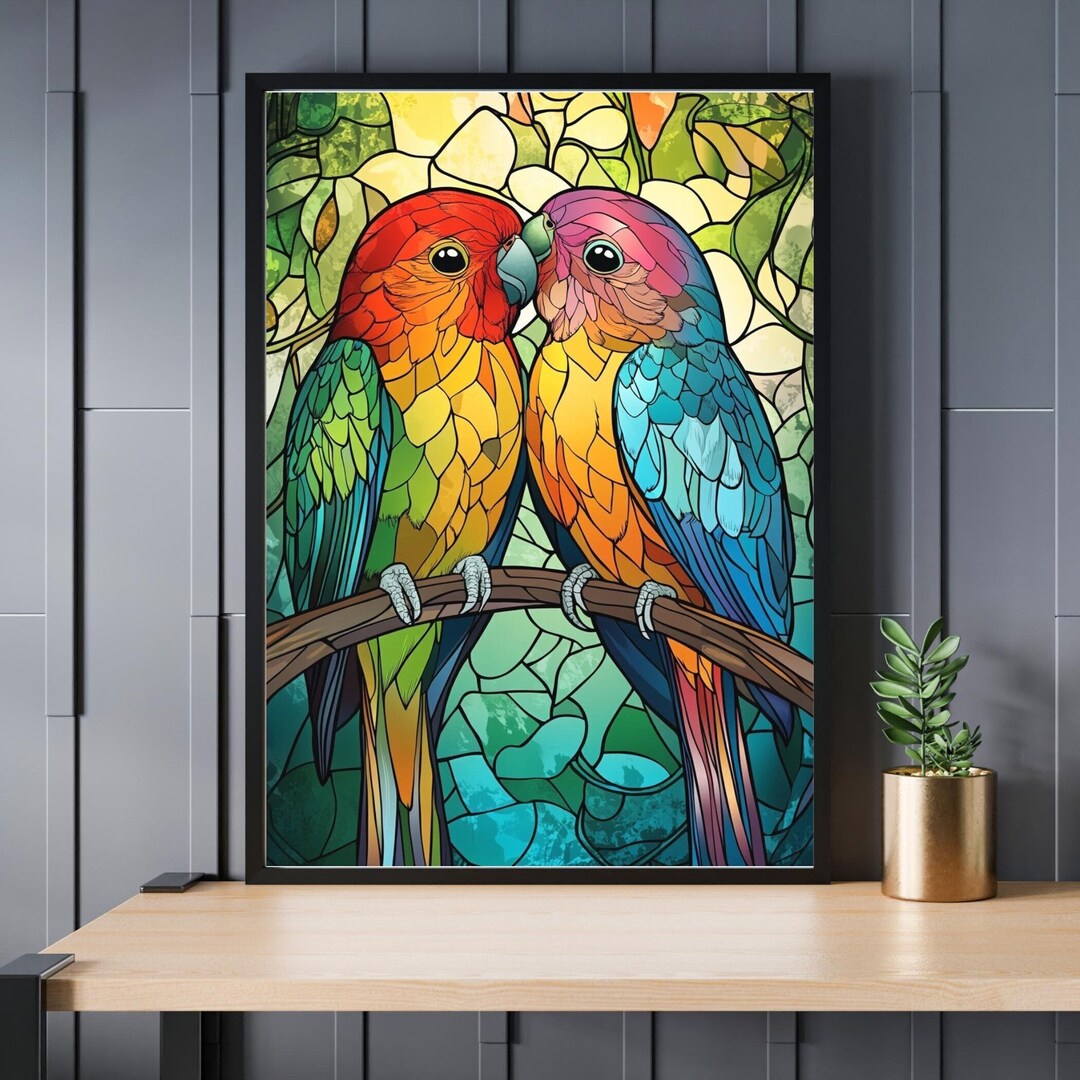 Stained Glass Lovebirds Jigsaw Puzzle 300/500/1000 Piece - Etsy