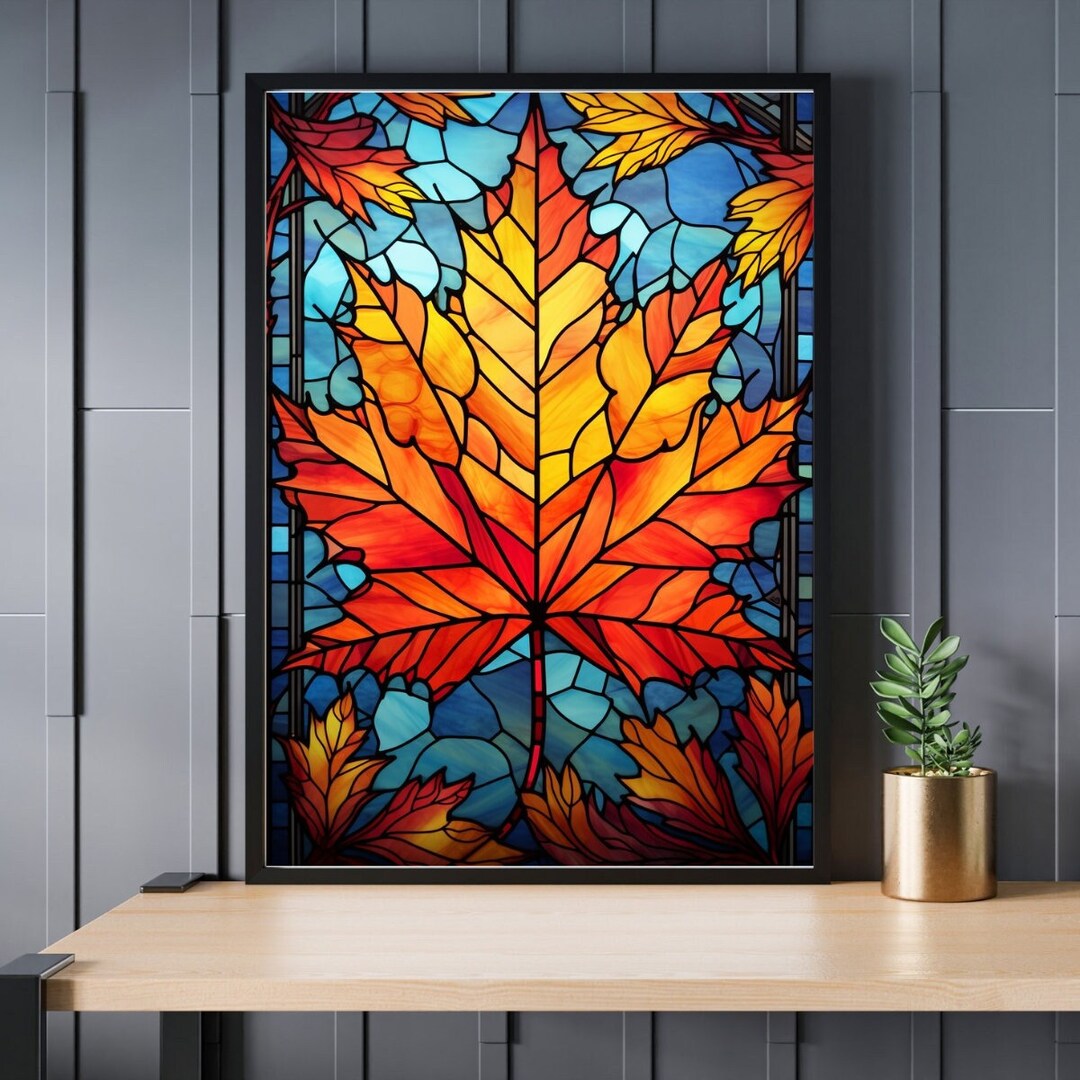 Stained Glass Maple Leaf Jigsaw Puzzle 300/500/1000 Piece - Etsy