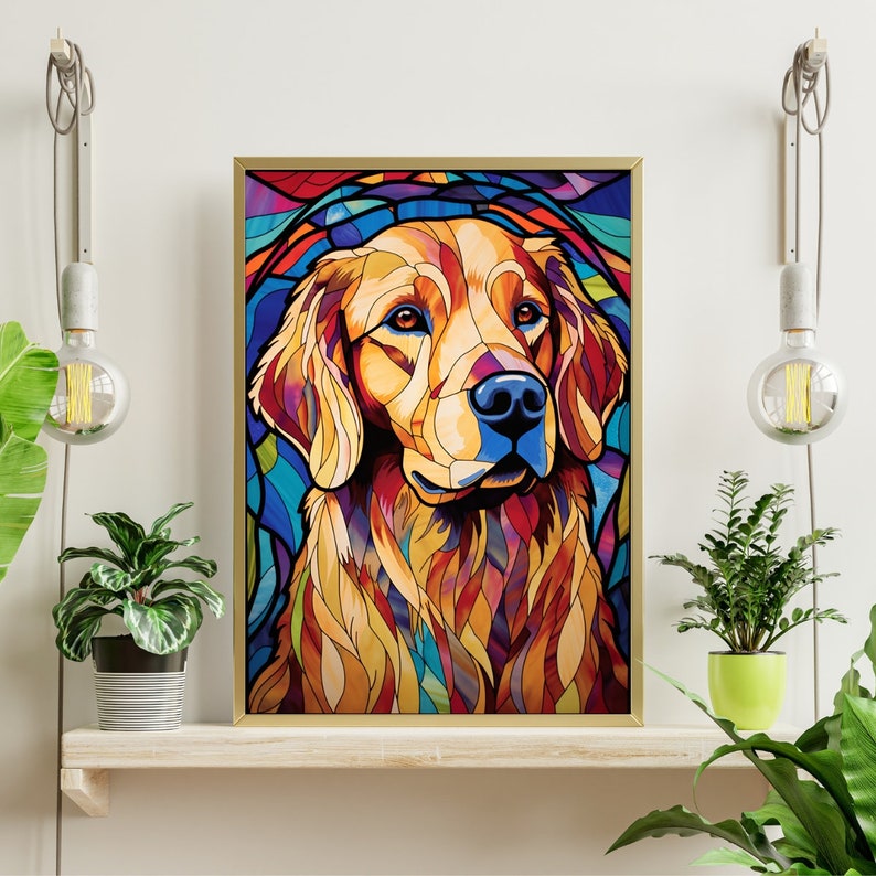 Stained Glass Golden Retriever Jigsaw Puzzle 300/500/1000 Piece - Etsy