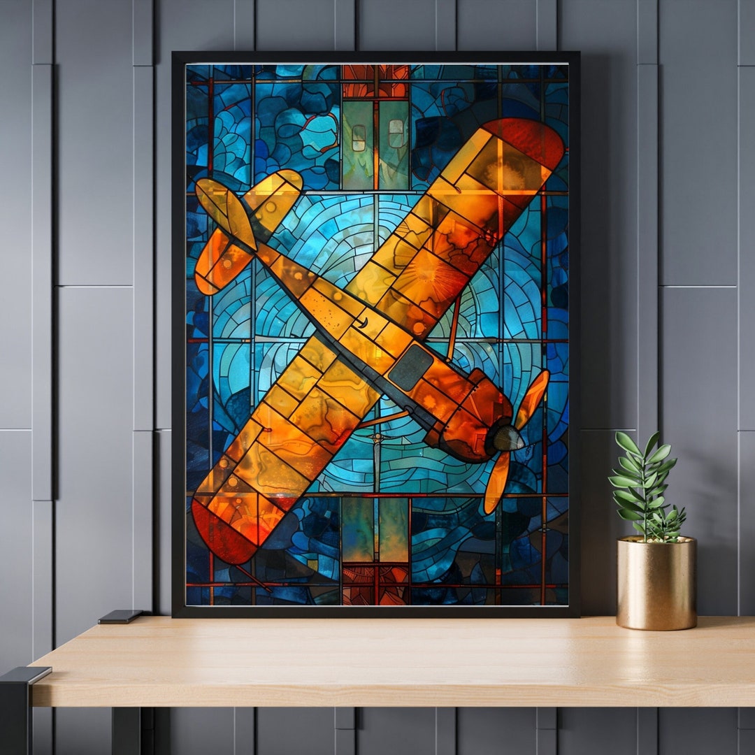 Stained Glass Plane Jigsaw Puzzle 300/500/1000 Piece - Etsy