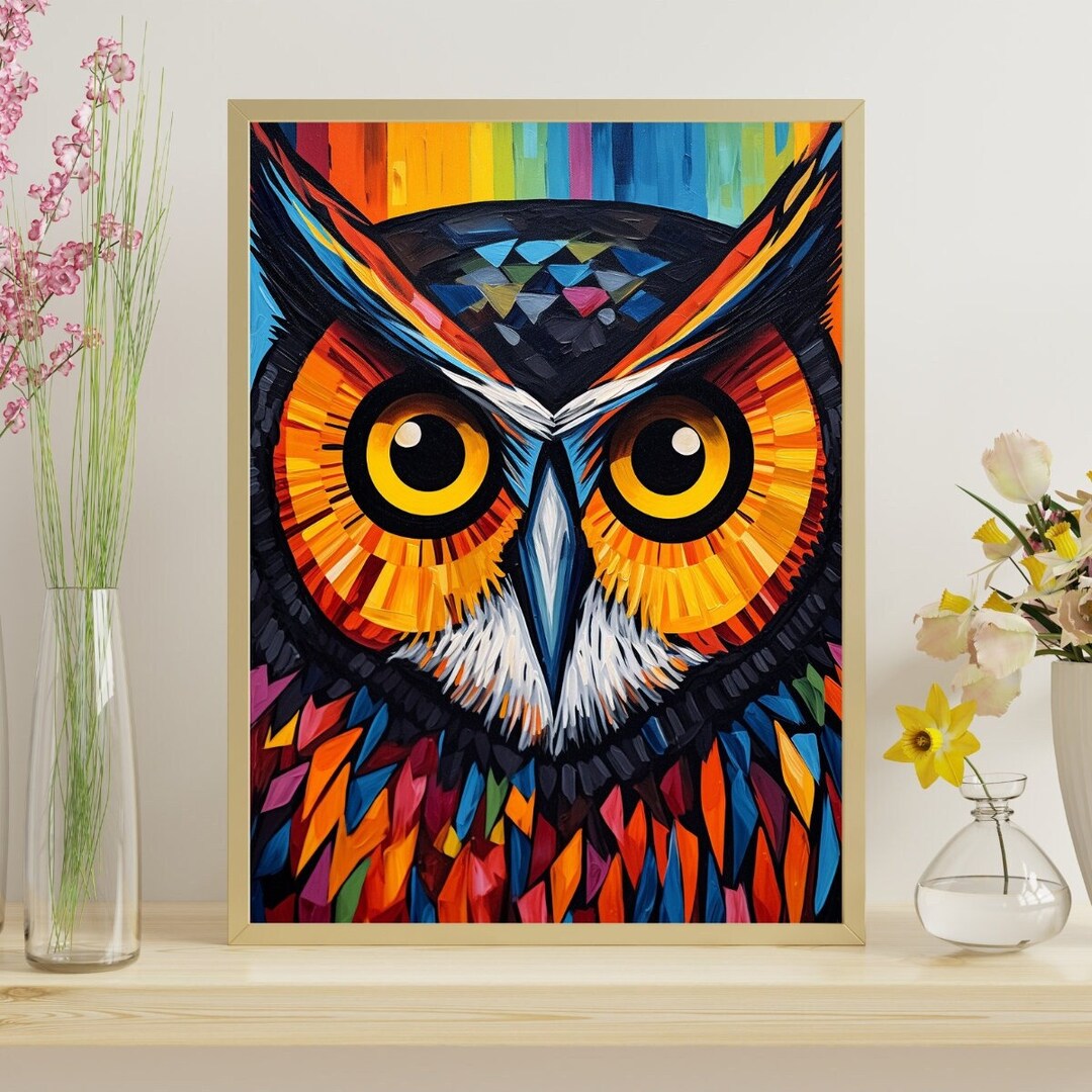 Modernist Owl Jigsaw Puzzle: Colorful Animal Face Art - Etsy