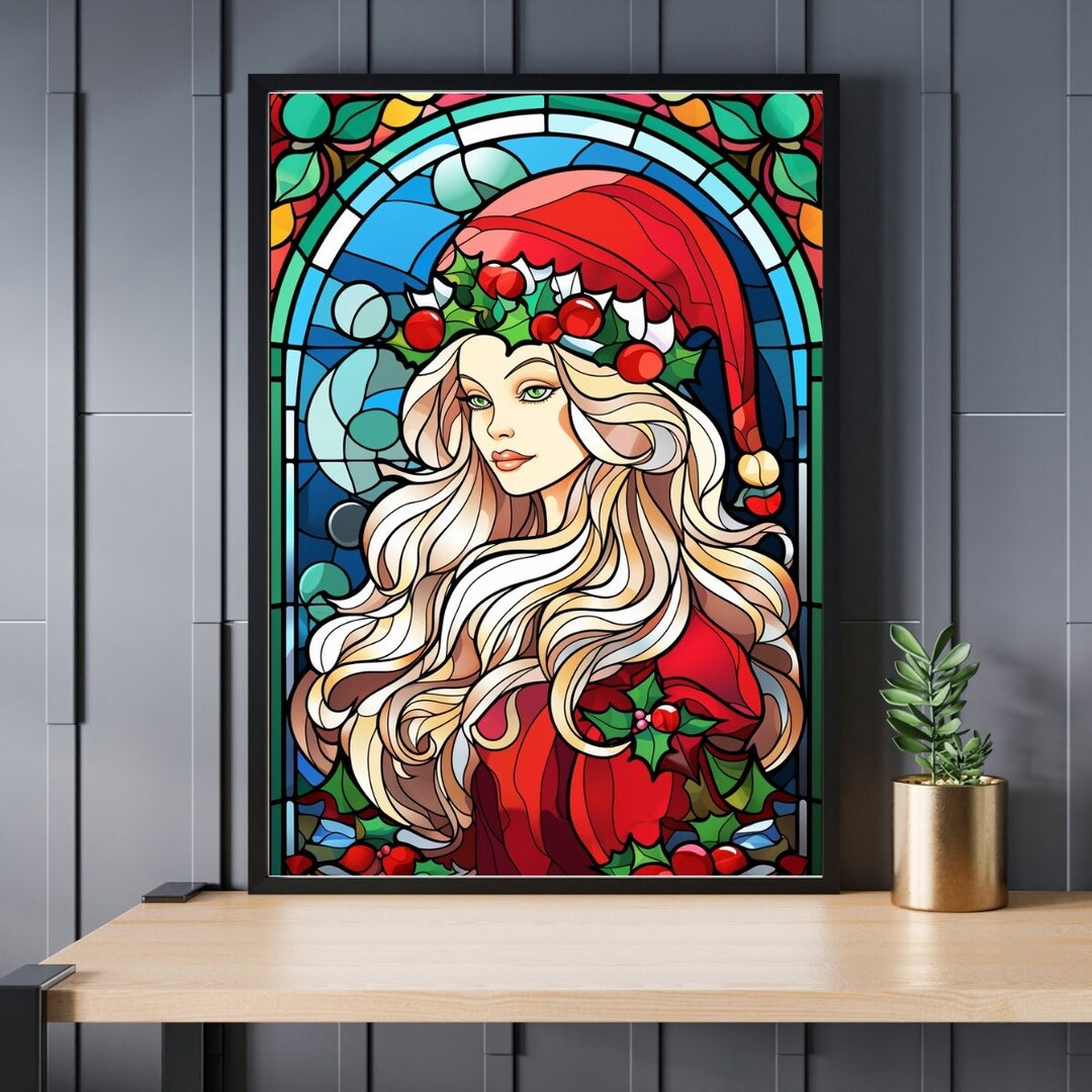 Stained Glass Mrs. Claus Jigsaw Puzzle 300/500/1000 Piece, Holiday ...