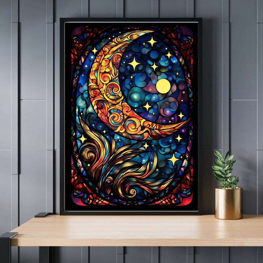 Stained Glass Moon Jigsaw Puzzle 300/500/1000 Piece - Etsy