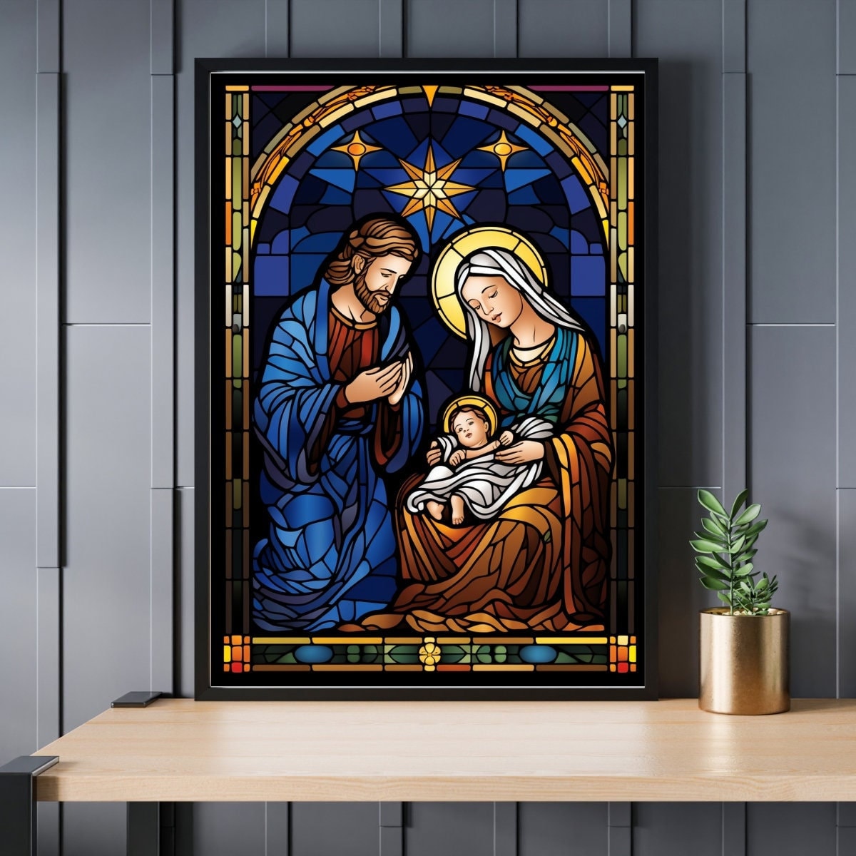 Nativity Stained Glass Art Prints