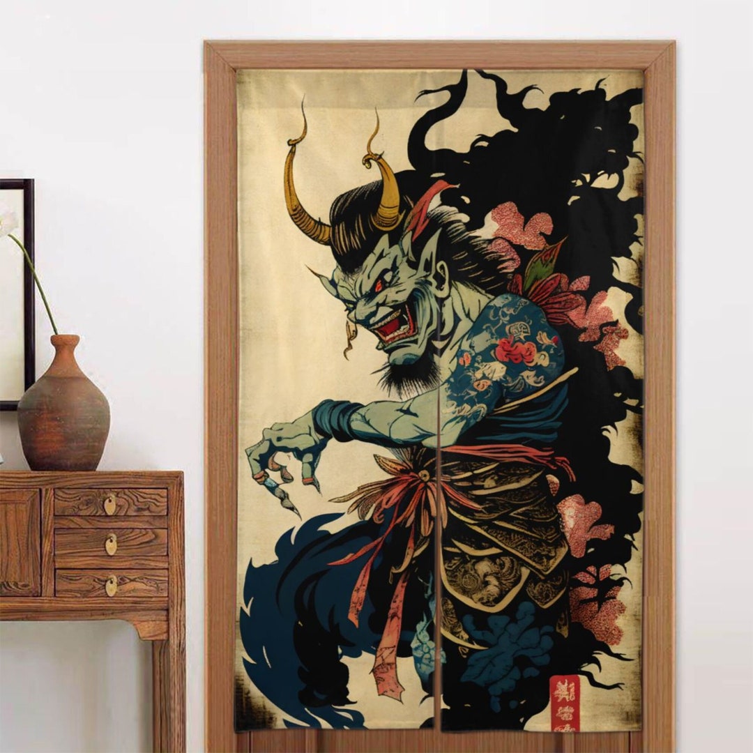 The Japanese Devil Ukiyo-e Doorway Curtain (86×143cm) - Etsy