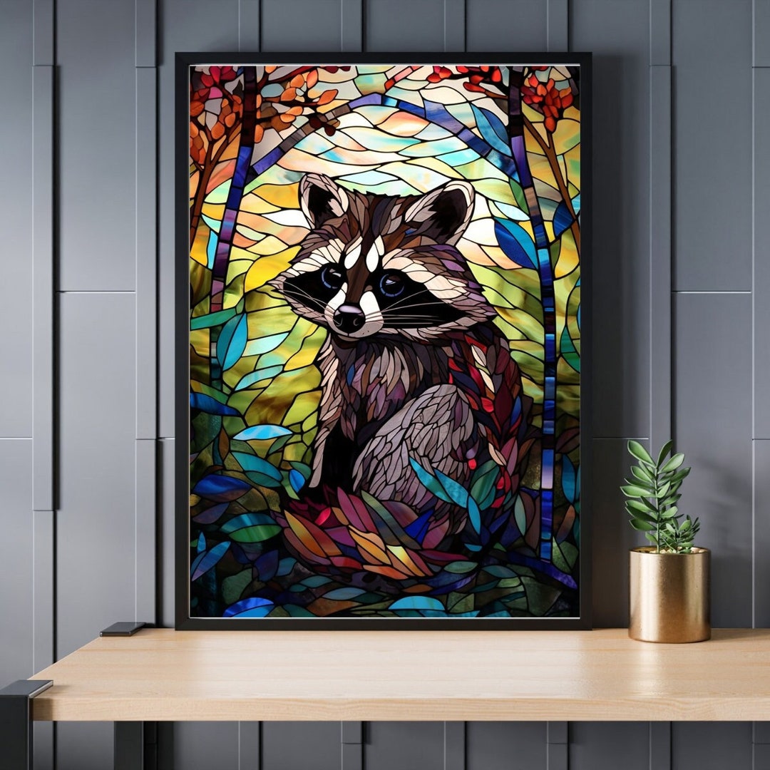 Stained Glass Raccoon Jigsaw Puzzle 300/500/1000 Piece (I) - Etsy