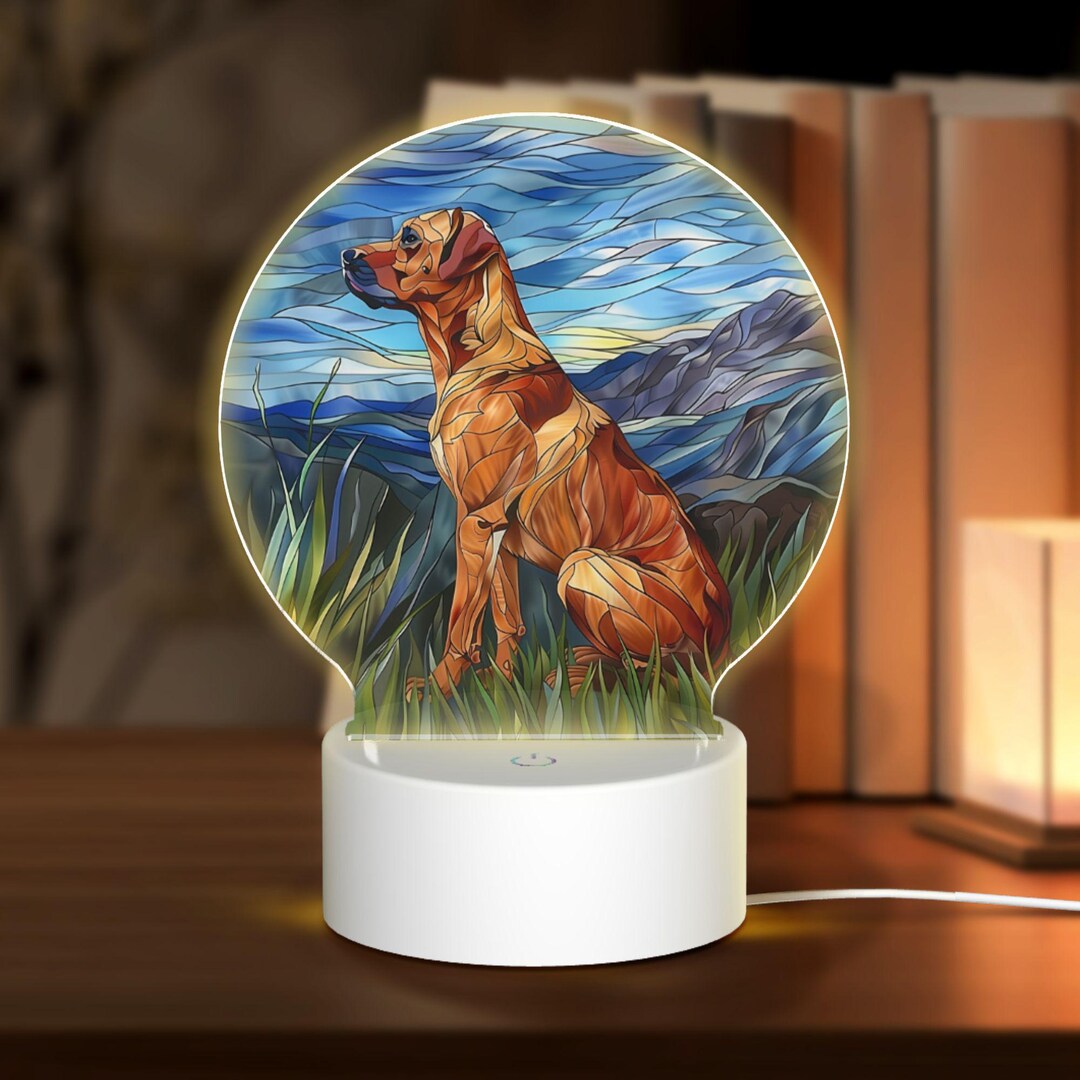 Round Shaped Acrylic Panel Stained Glass Rhodesian Ridgeback Night ...