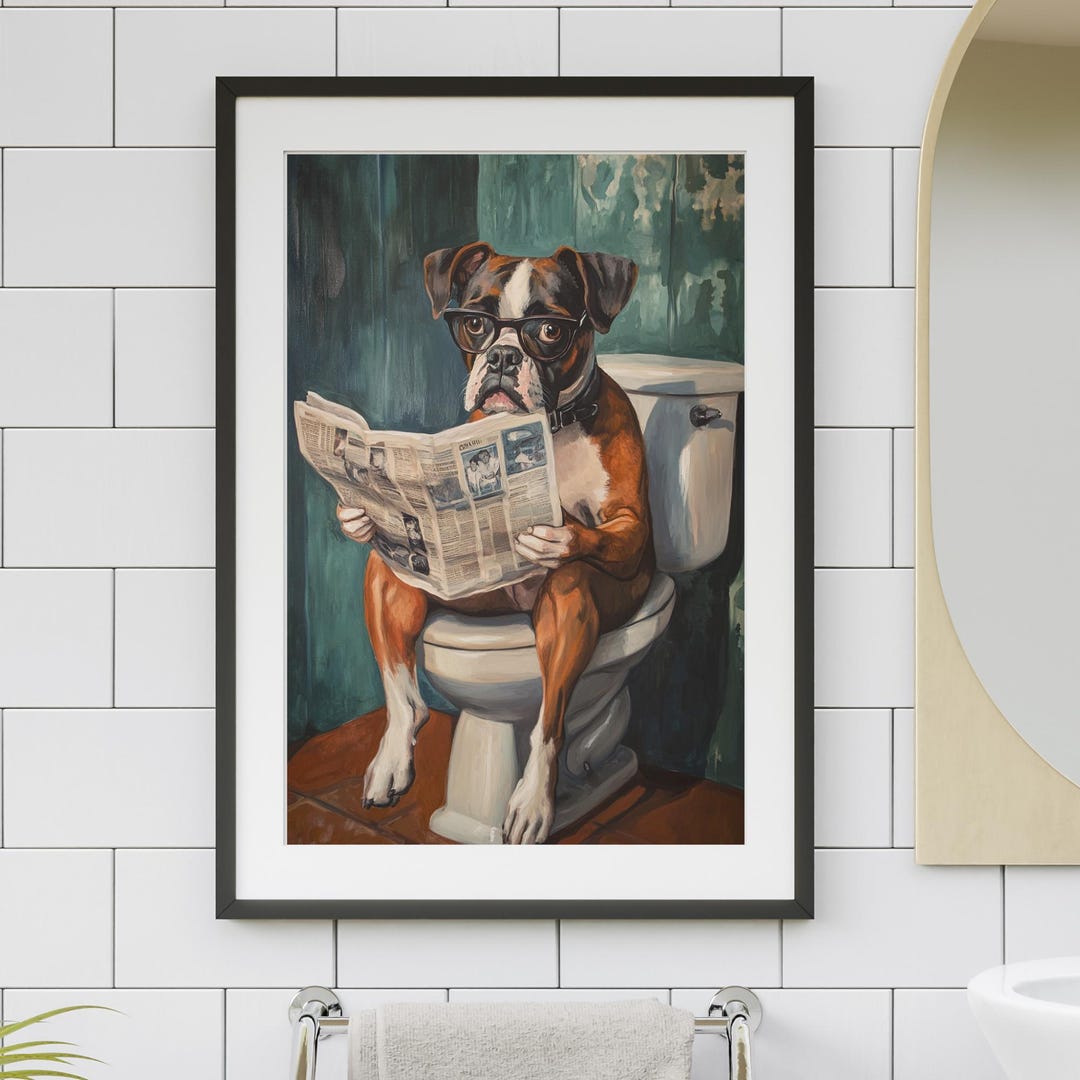 Boxer Dog on Toilet Jigsaw Puzzle 300/500/1000 Piece - Quirky Dog ...