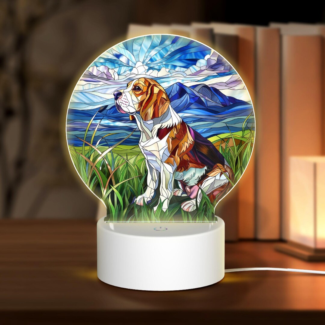 Stained Glass Beagle Night Light: Acrylic LED Decor for Dog Lovers - Etsy