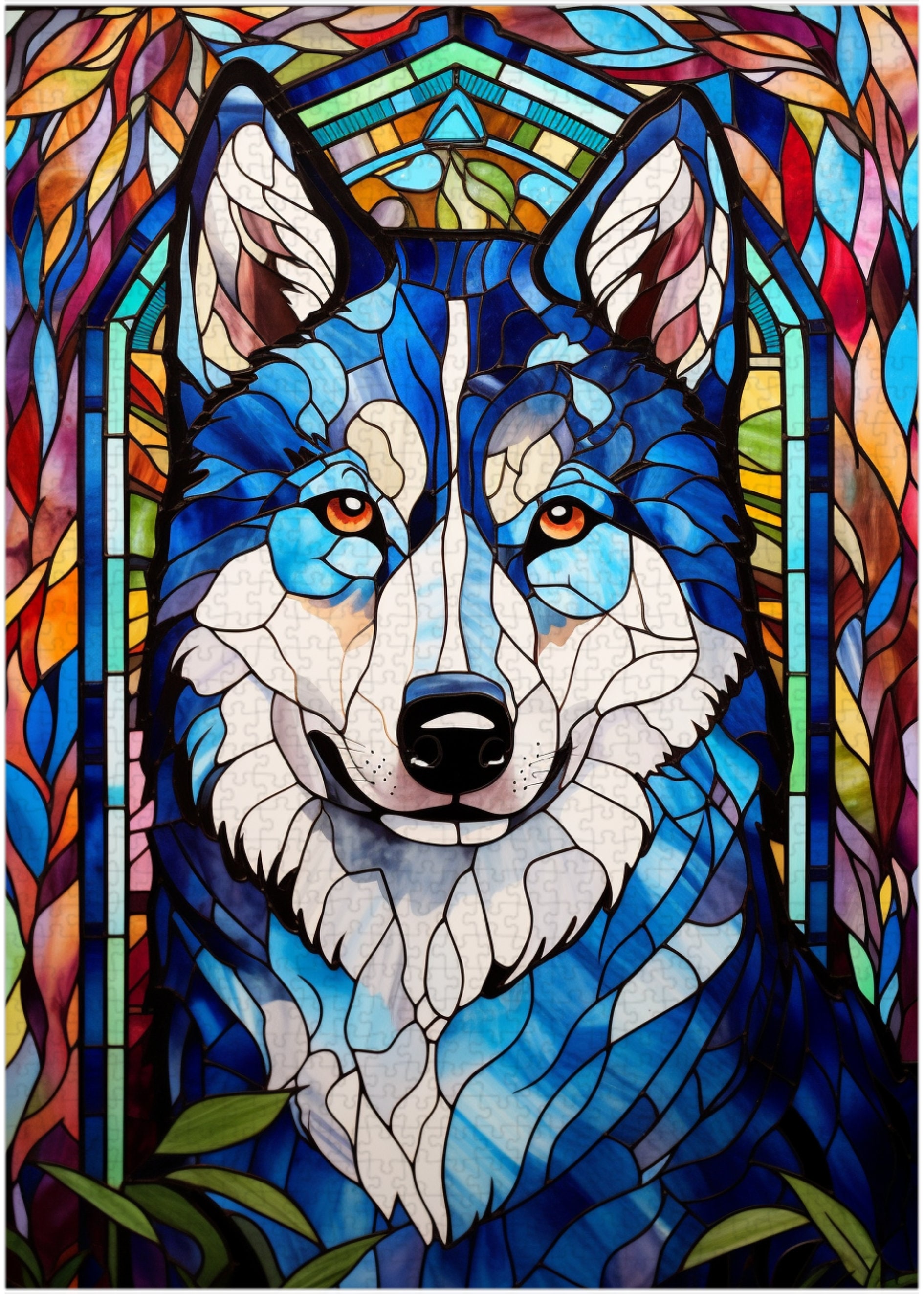 Stained Glass Siberian Husky Jigsaw Puzzle 300/500/1000 Piece - Etsy