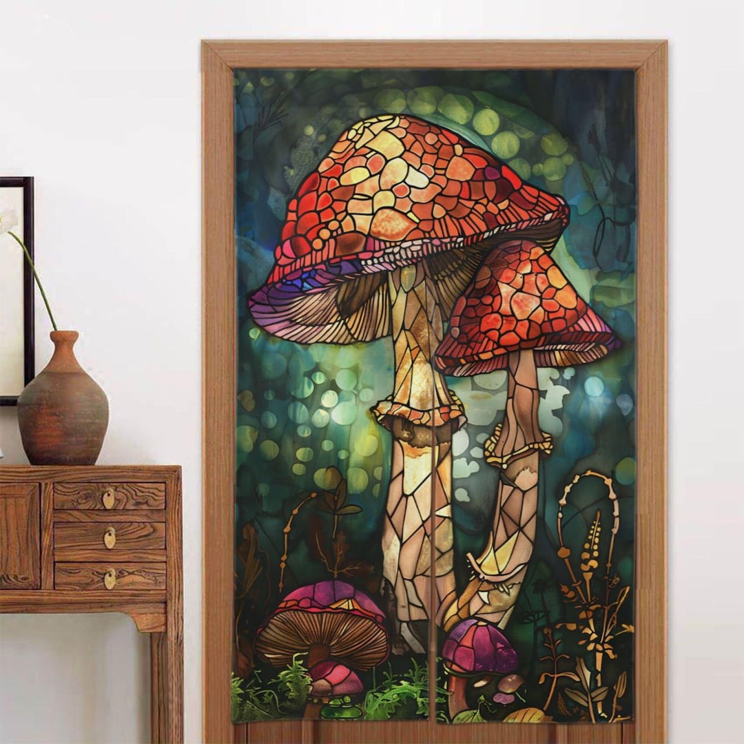 Stained Glass Mushroom Doorway Curtain (86×143cm) - Etsy