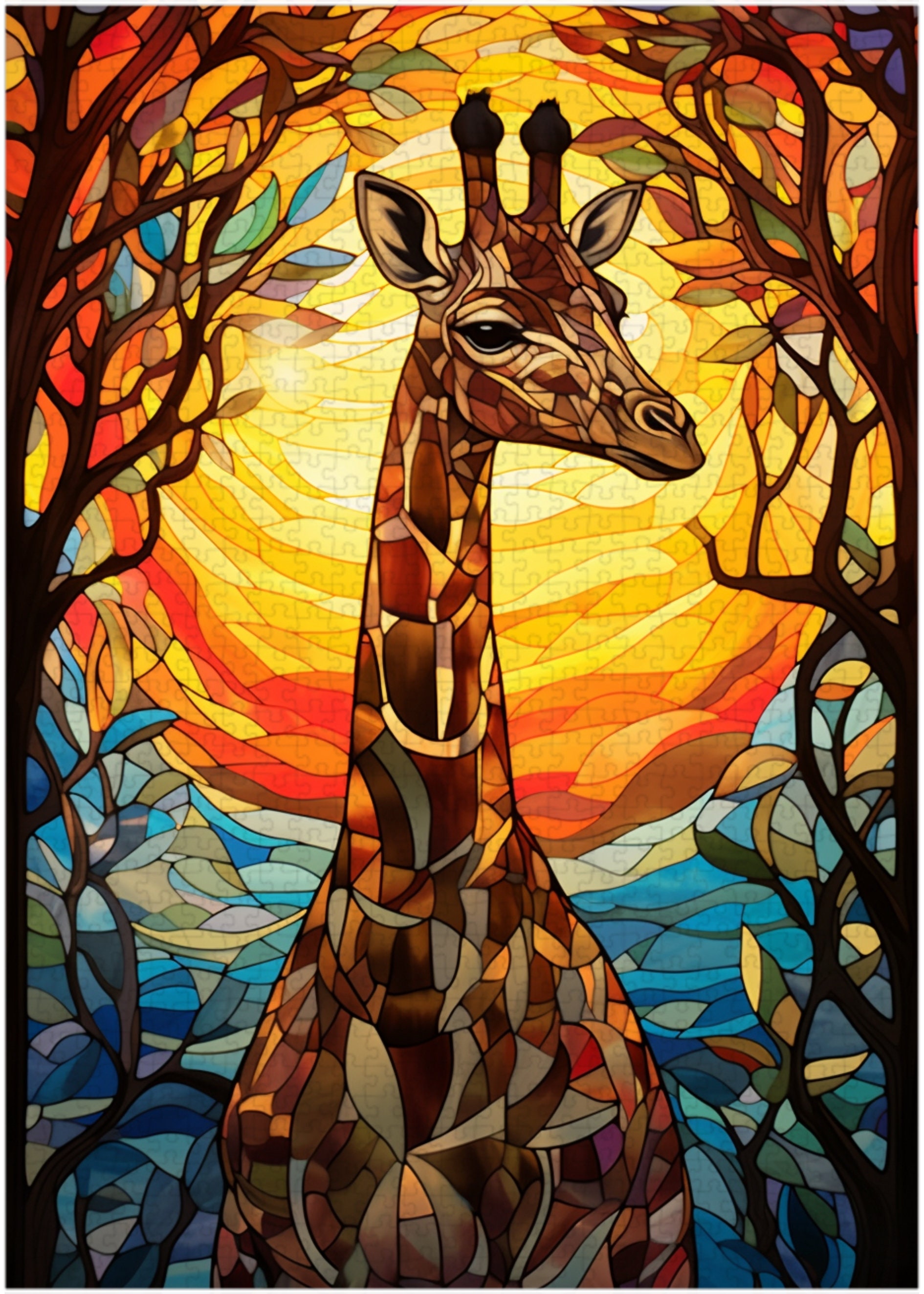 Stained Glass Masai Giraffe Jigsaw Puzzle 300/500/1000 Piece - Etsy