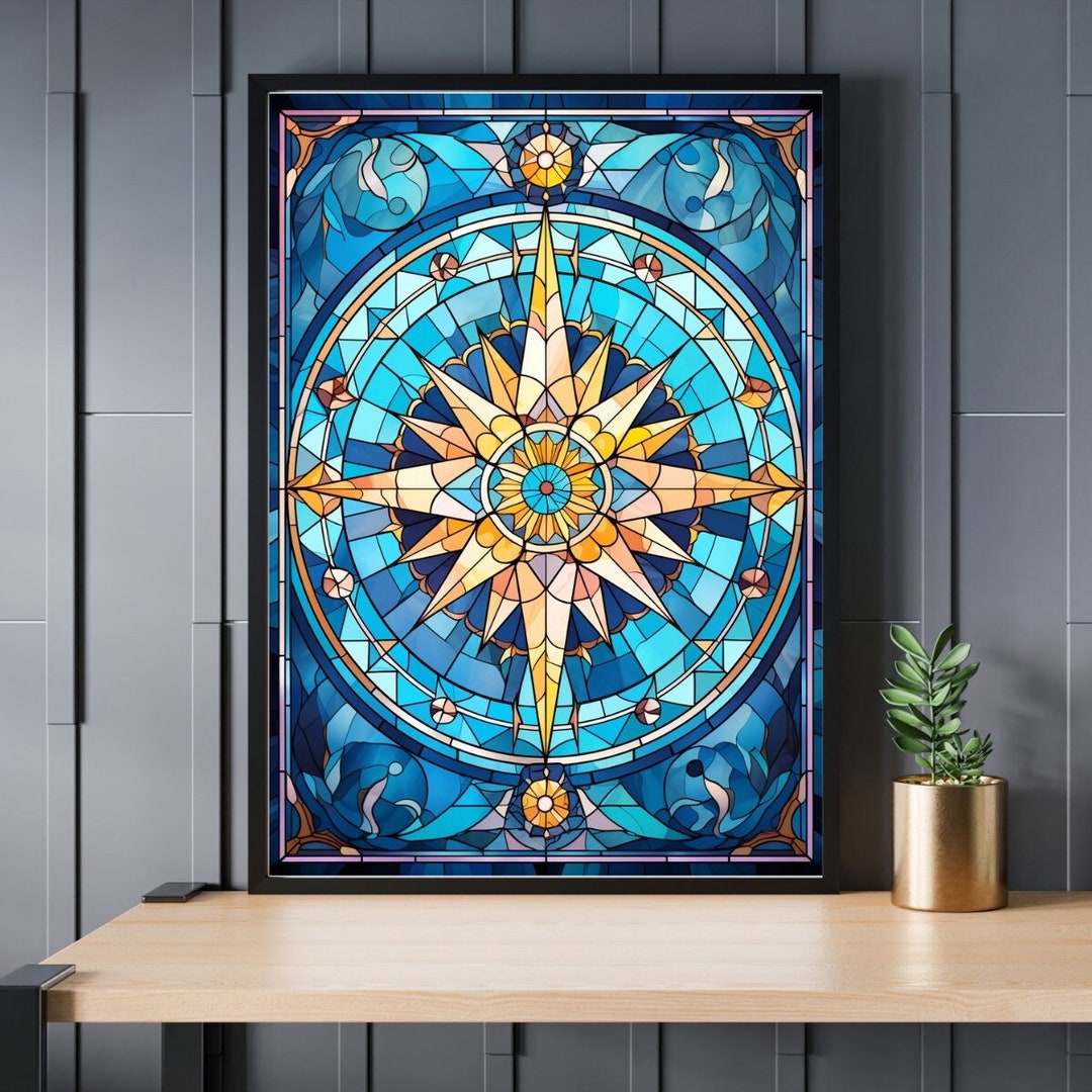 Stained Glass Compass Jigsaw Puzzle 300/500/1000 Piece - Etsy