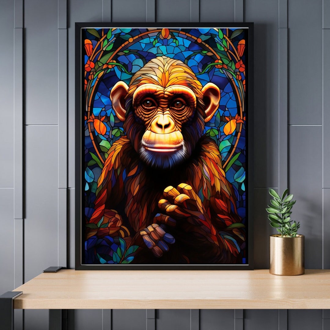 Stained Glass Monkey Jigsaw Puzzle 300/500/1000 Piece - Etsy