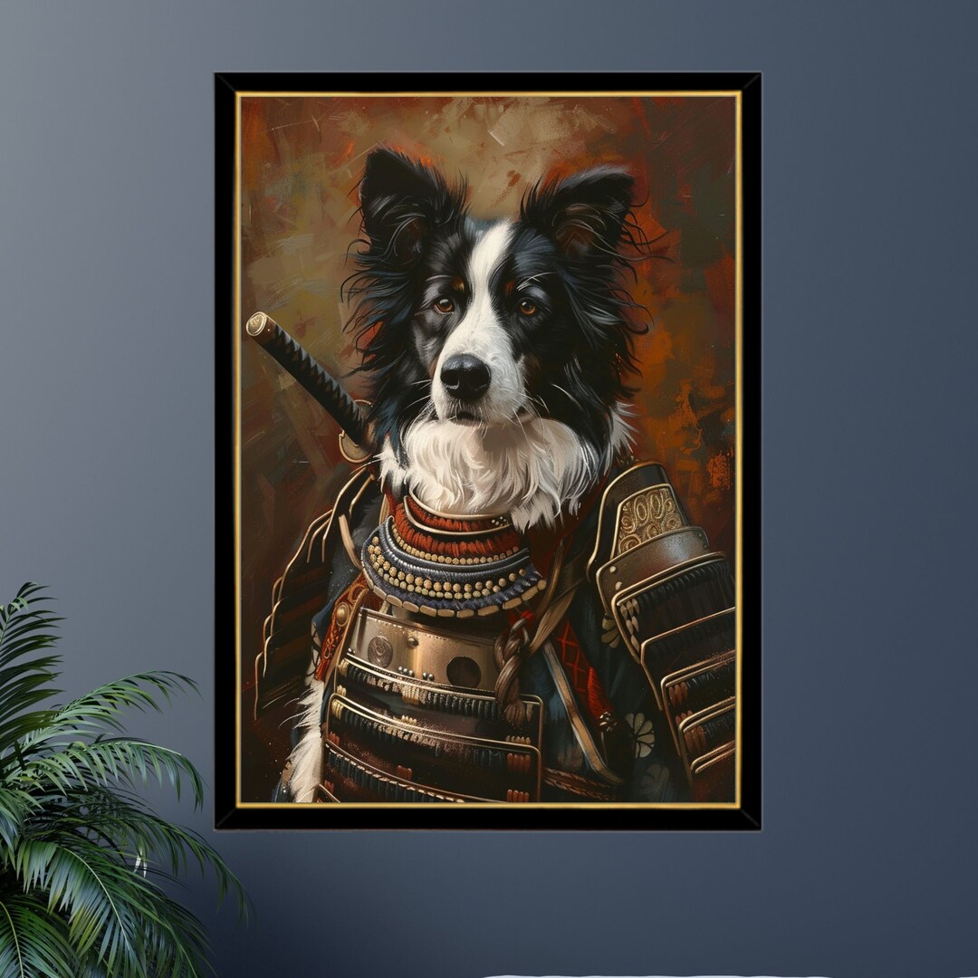 Samurai Border Collie Jigsaw Puzzle: Japanese Warrior Dog Portrait - Etsy