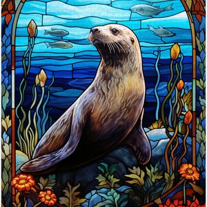 Stained Glass Seal Jigsaw Puzzle 300/500/1000 Piece - Etsy