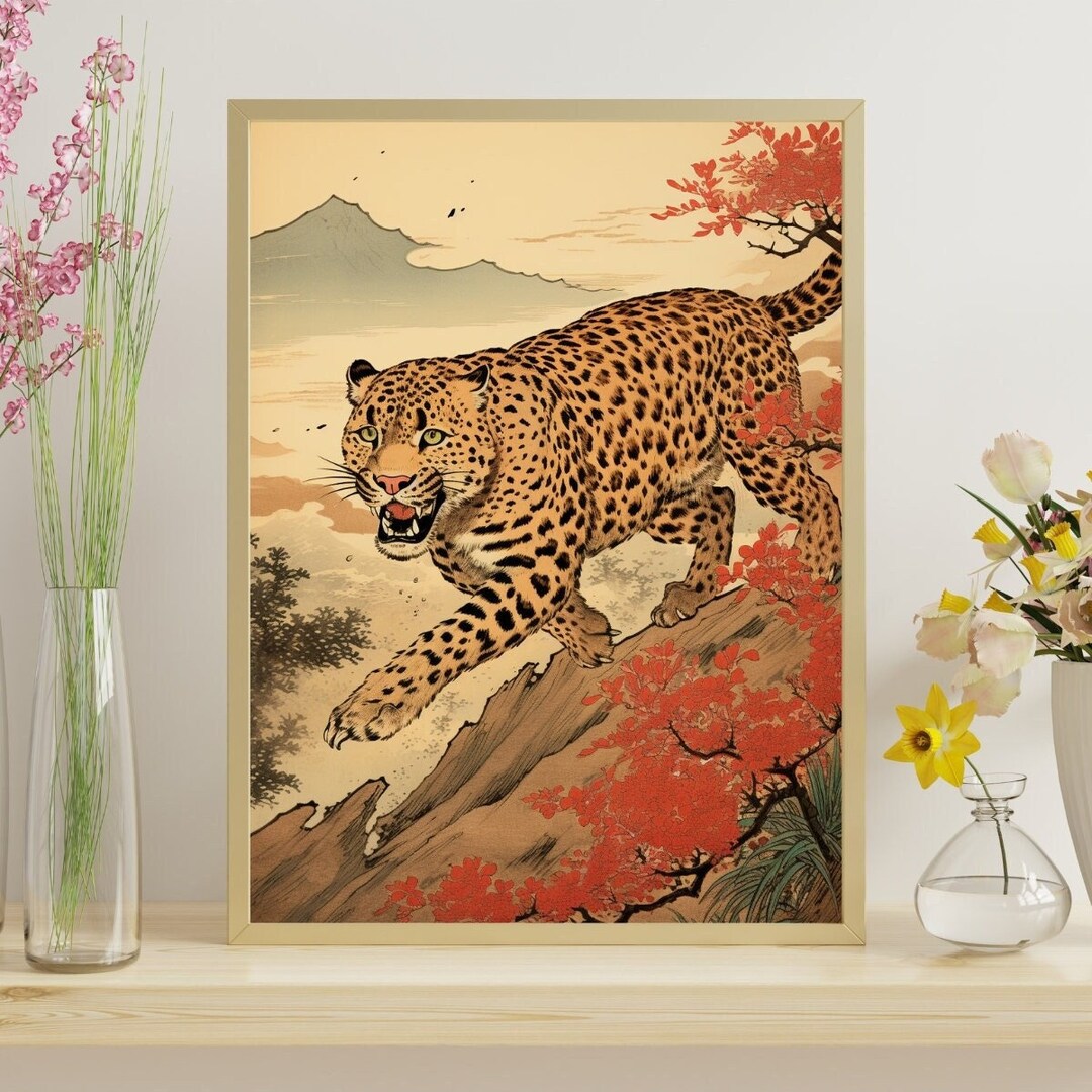 Ukiyo-e Cheetah Japanese Print Jigsaw Puzzle 300/500/1000 Piece - Etsy