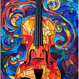 Stained Glass Violin Jigsaw Puzzle 300/500/1000 Piece - Etsy