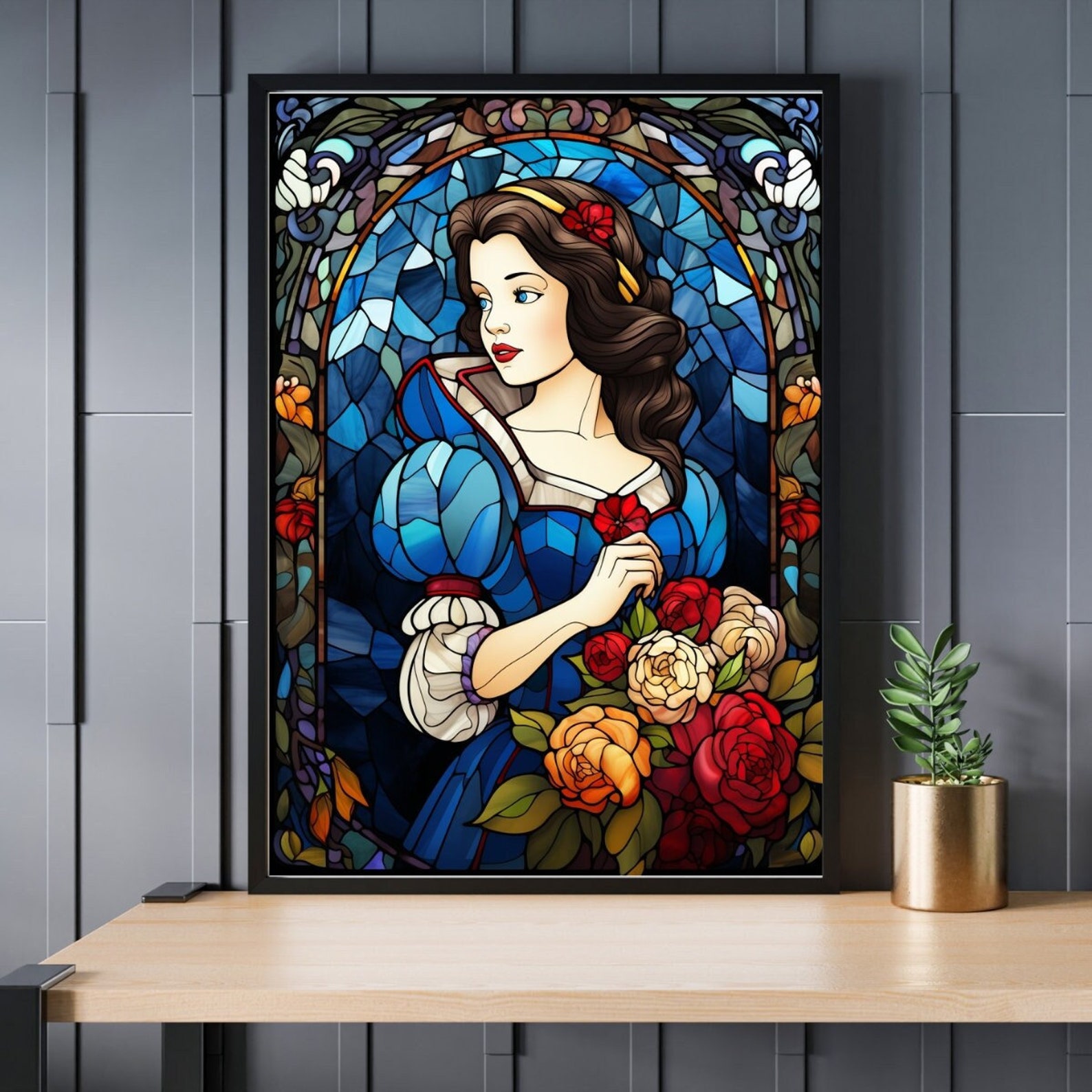 Stained Glass Princess Snow White Jigsaw Puzzle 300/500/1000 Piece - Etsy