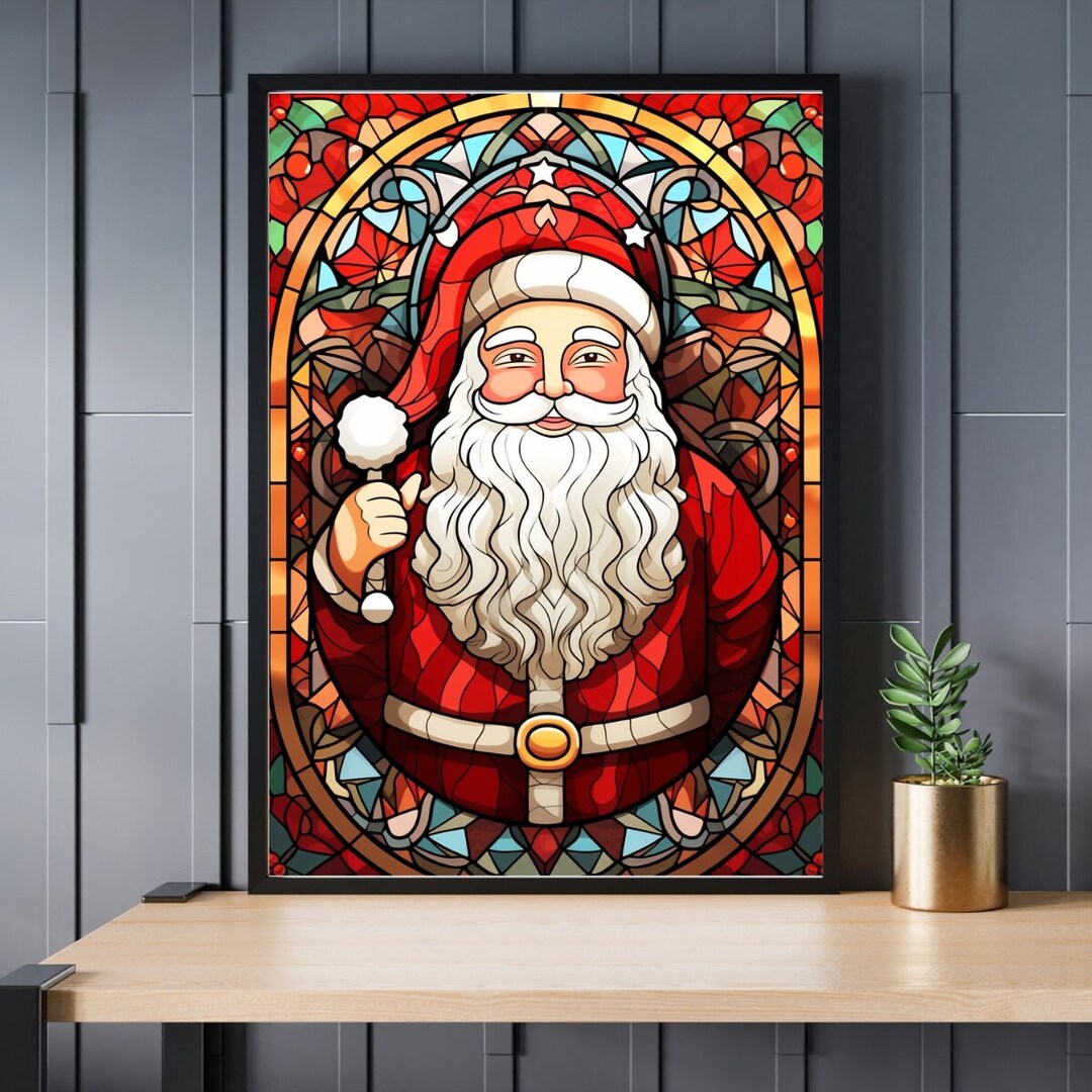 Stained Glass Santa Claus Jigsaw Puzzle 300/500/1000 Piece, Holiday ...