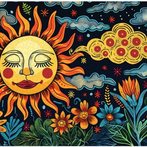 Floral Fantasy of Sun Jigsaw Puzzle 300/500/1000 Piece - Etsy