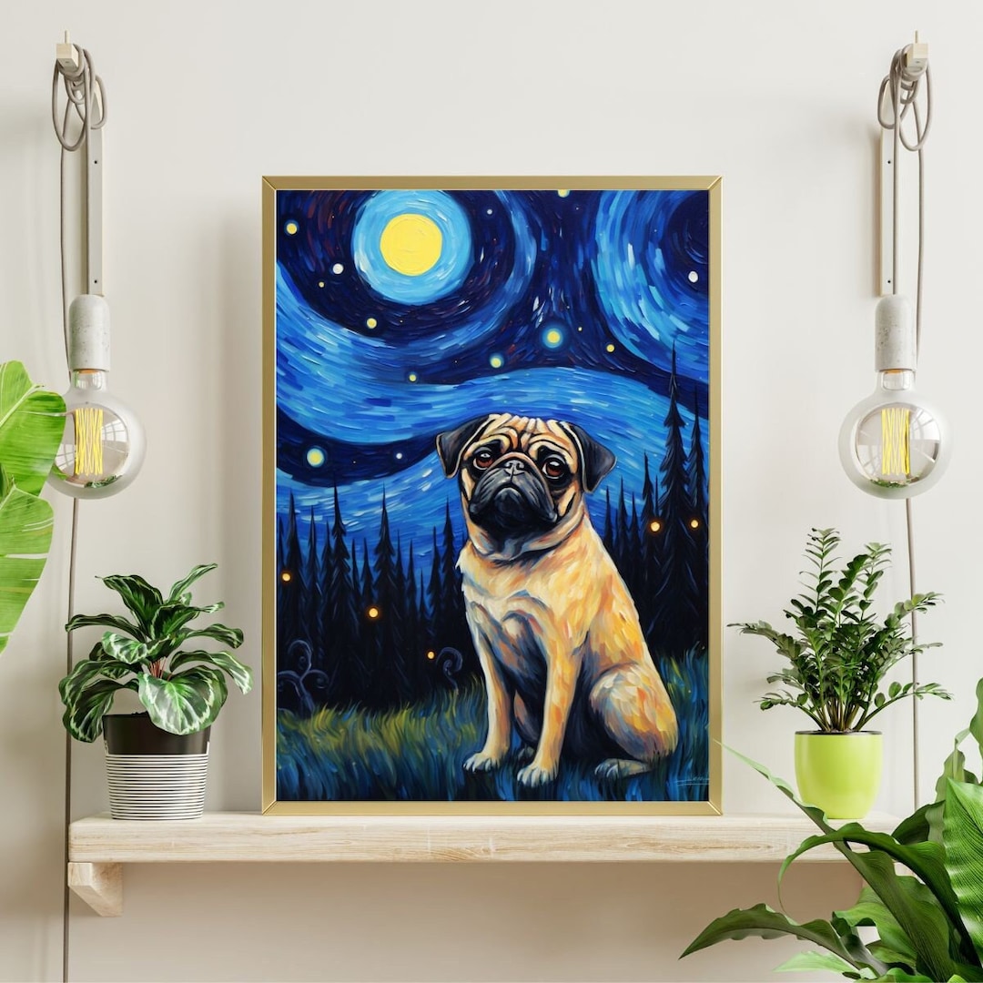 Starry Night Pug Jigsaw Puzzle 300/500/1000 Piece - Etsy