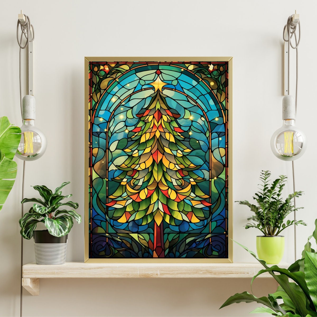 Stained Glass Christmas Tree Jigsaw Puzzle: Wooden Holiday Art - Etsy
