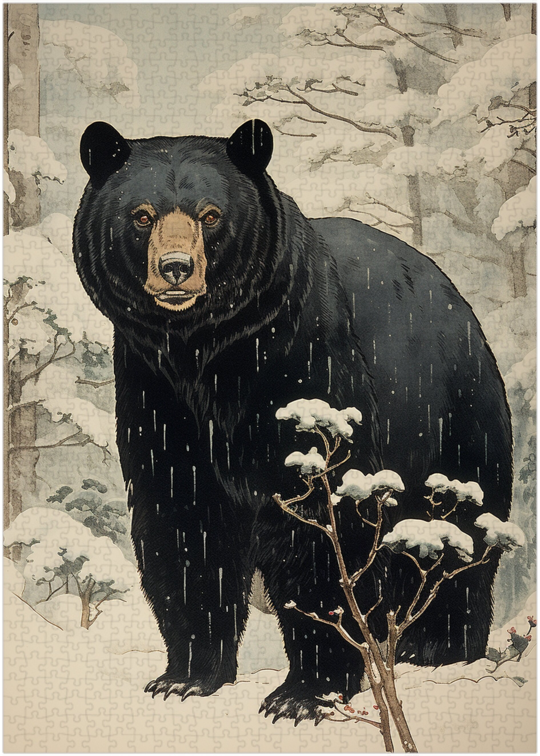 Ukiyo-e Black Bear Japanese Print Jigsaw Puzzle 300/500/1000 - Etsy