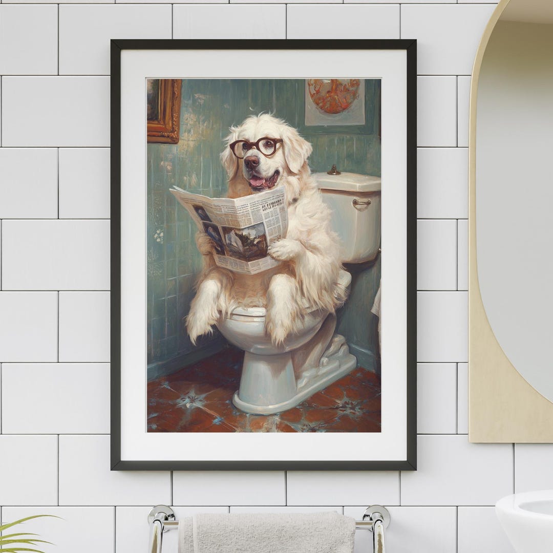 Great Pyrenees on Toilet Jigsaw Puzzle 300/500/1000 Piece - Quirky Dog ...