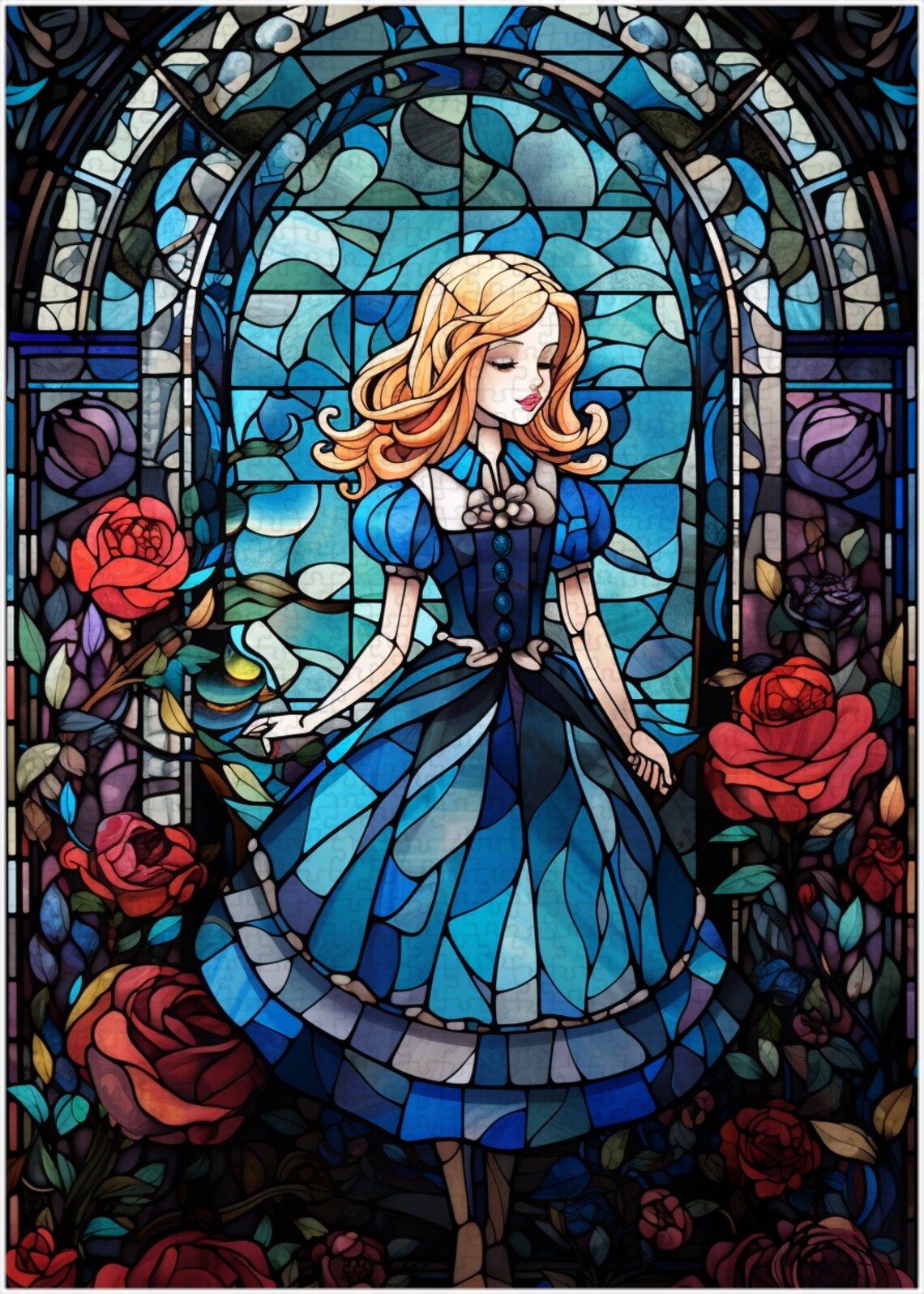 Stained Glass Alice in Wonderland Jigsaw Puzzle 300/500/1000 Piece - Etsy