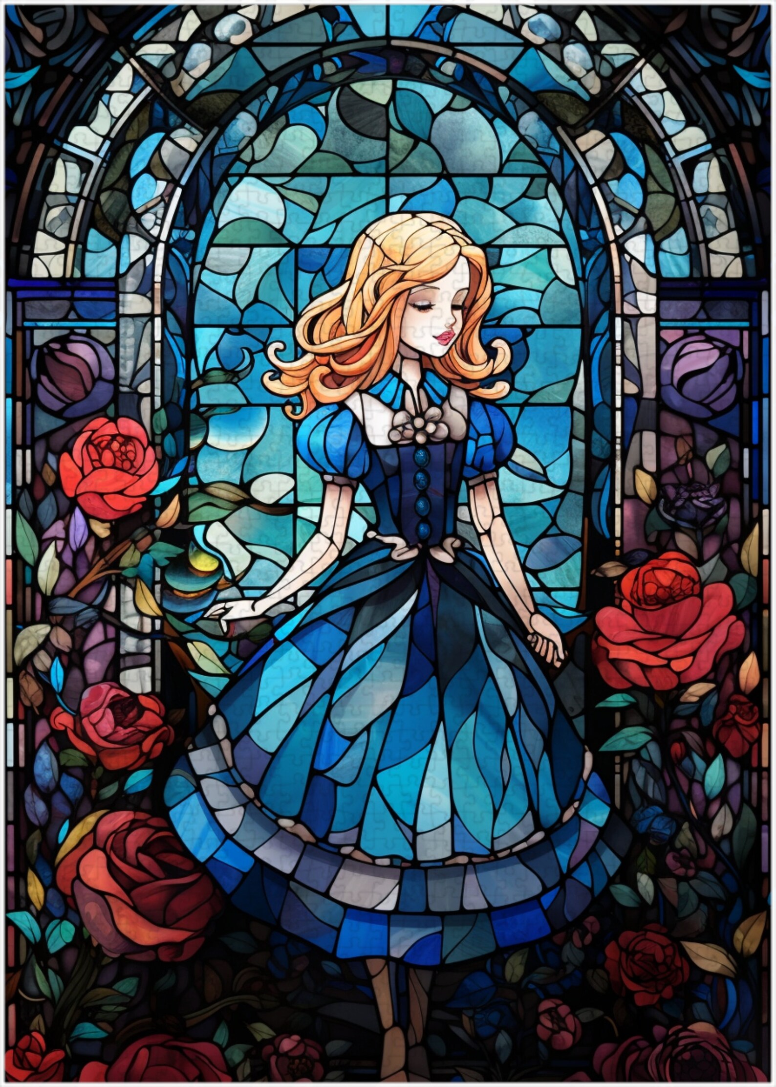 Stained Glass Alice in Wonderland Jigsaw Puzzle 300/500/1000 Piece - Etsy