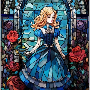 Stained Glass Alice in Wonderland Jigsaw Puzzle 300/500/1000 Piece - Etsy