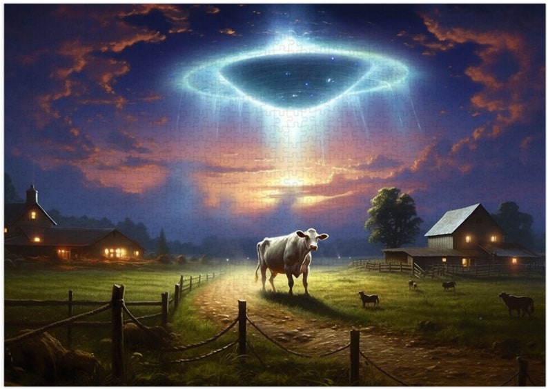 UFO Cow Abduction Jigsaw Puzzle 300/500/1000 Piece - Etsy Australia