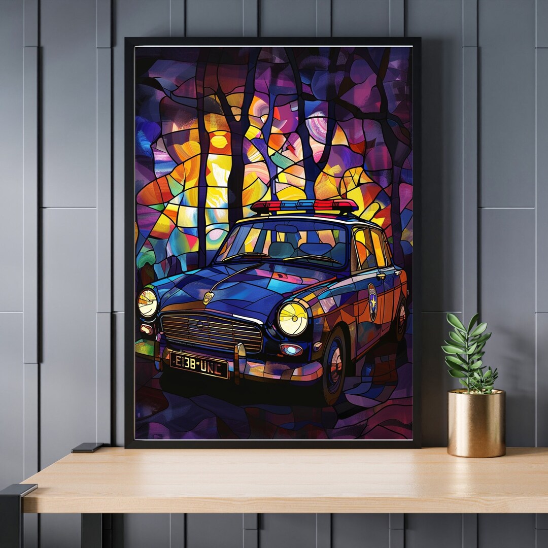 Stained Glass Police Car Jigsaw Puzzle 300/500/1000 Piece - Etsy