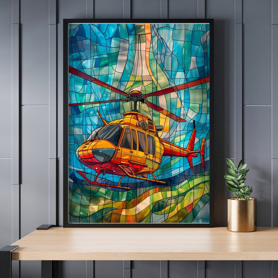 Stained Glass Helicopter Jigsaw Puzzle 300/500/1000 Piece - Etsy
