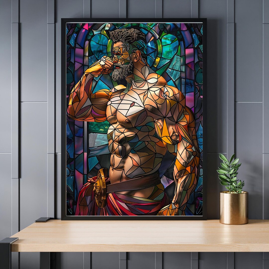 Stained Glass Hercules Jigsaw Puzzle 300/500/1000 Piece - Gift for Gym ...