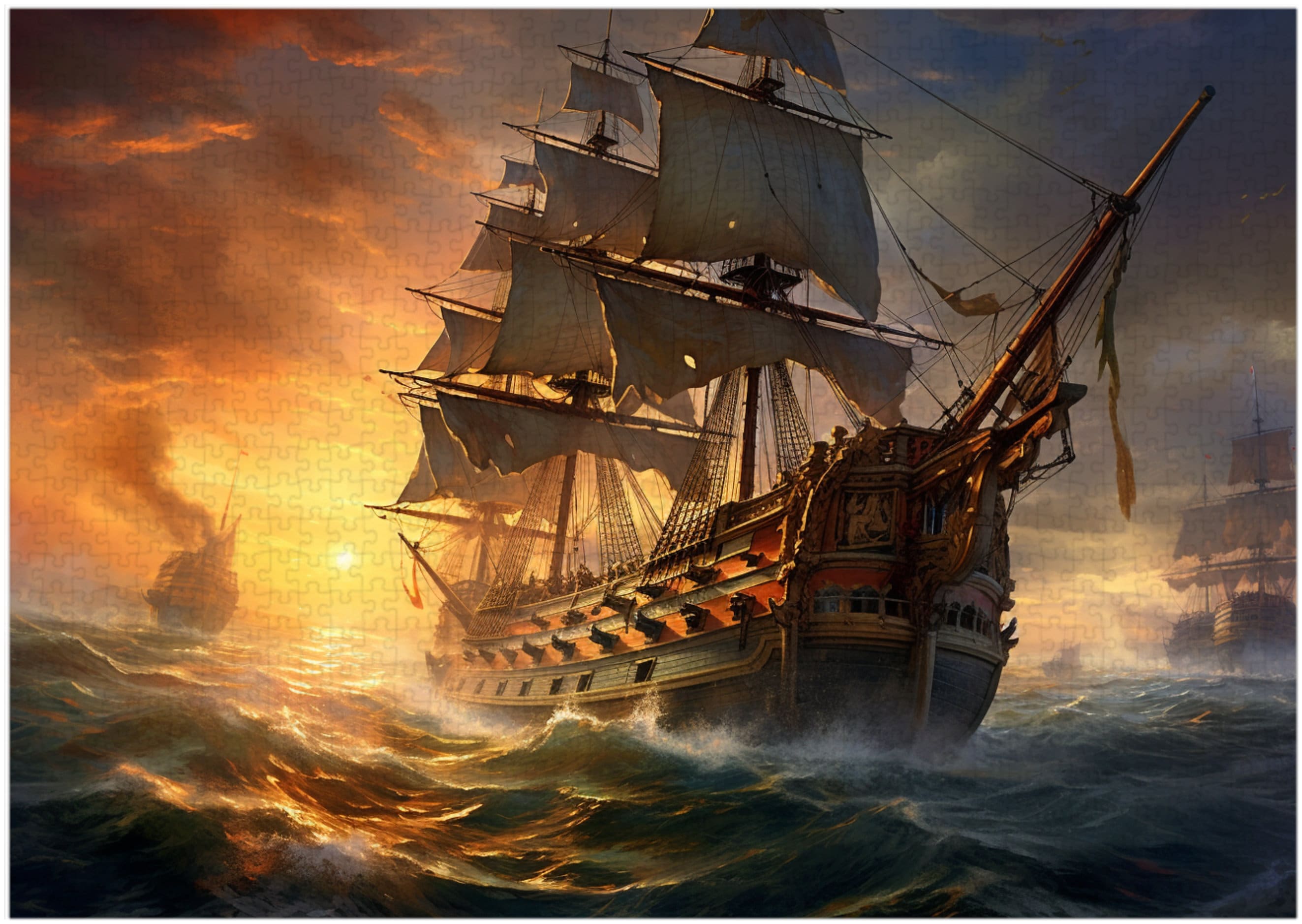 Old Warship in Battle Jigsaw Puzzle 300/500/1000 Piece - Etsy