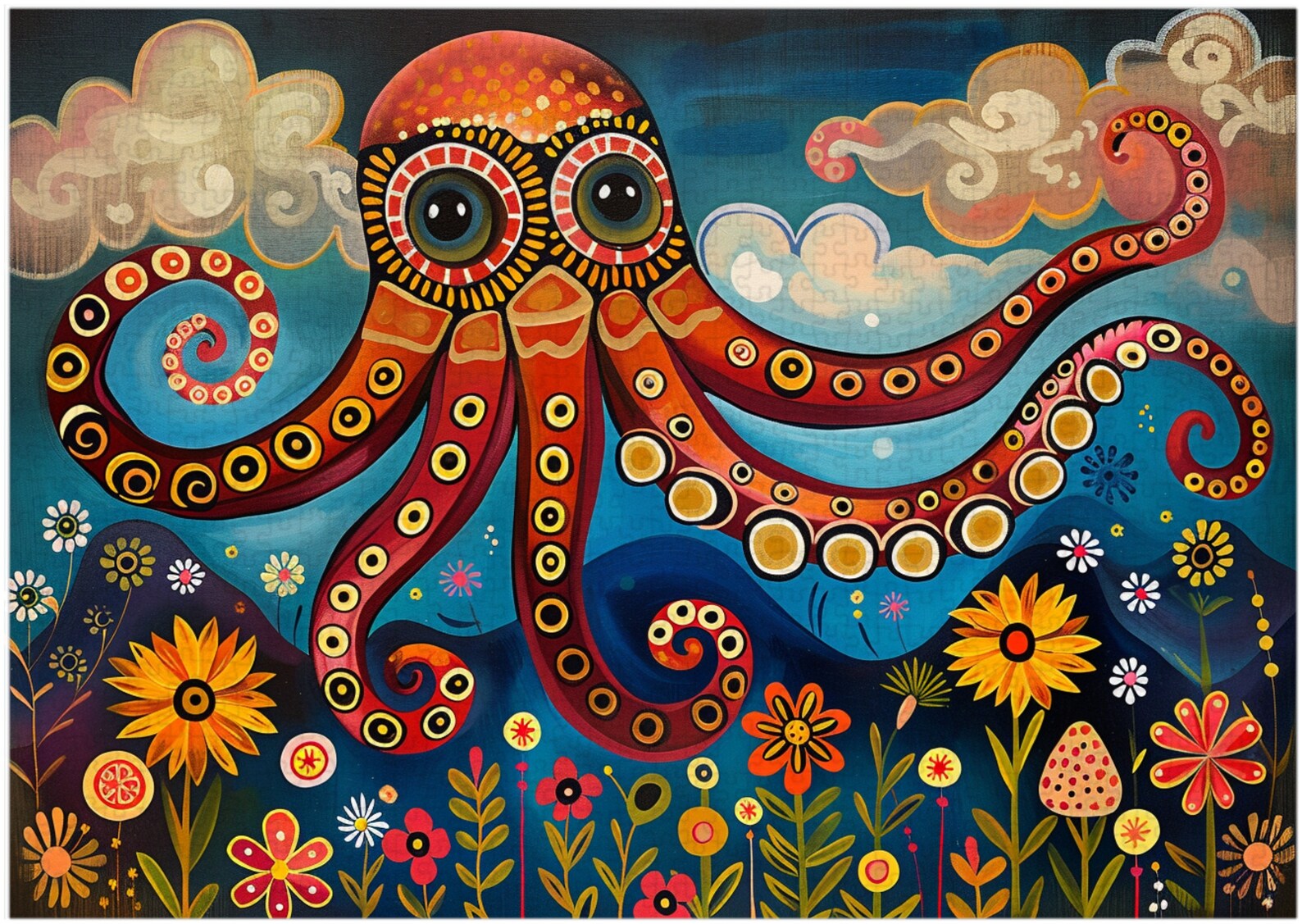 Floral Fantasy of Octopus Jigsaw Puzzle 300/500/1000 Piece - Etsy