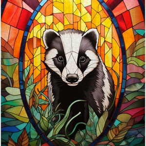 Stained Glass Badger Jigsaw Puzzle 300/500/1000 Piece - Etsy