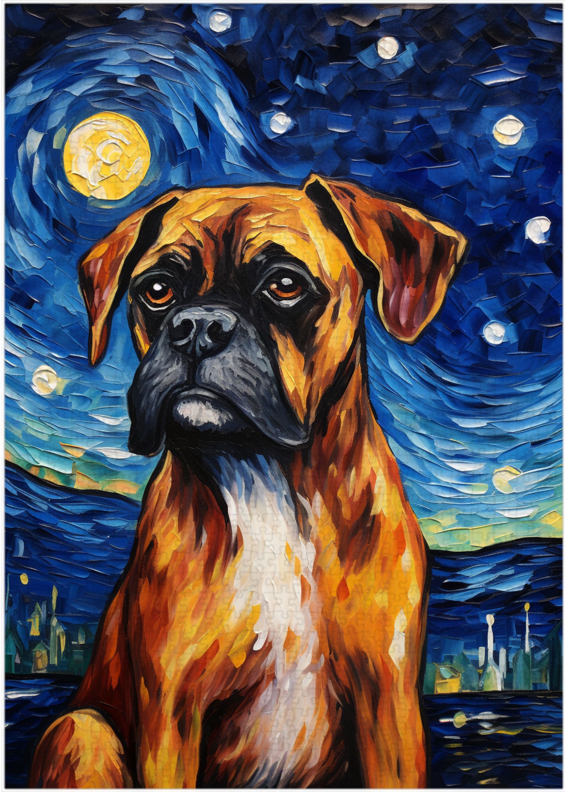 Starry Night Boxer Dog Jigsaw Puzzle 300/500/1000 Piece - Etsy