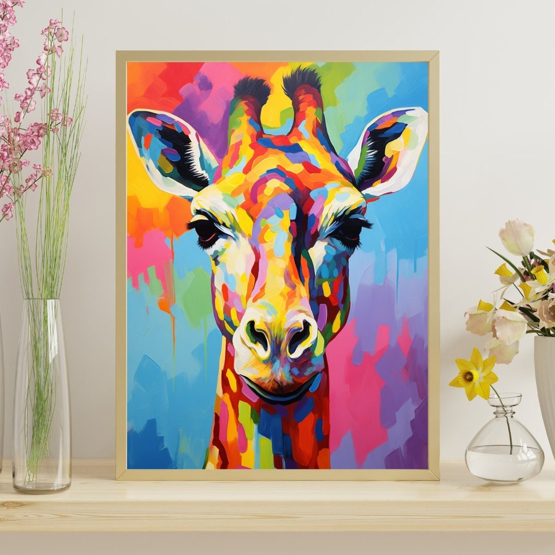 Modernist Giraffe Jigsaw Puzzle: Colorful Animal Face, 300/500/1000 ...