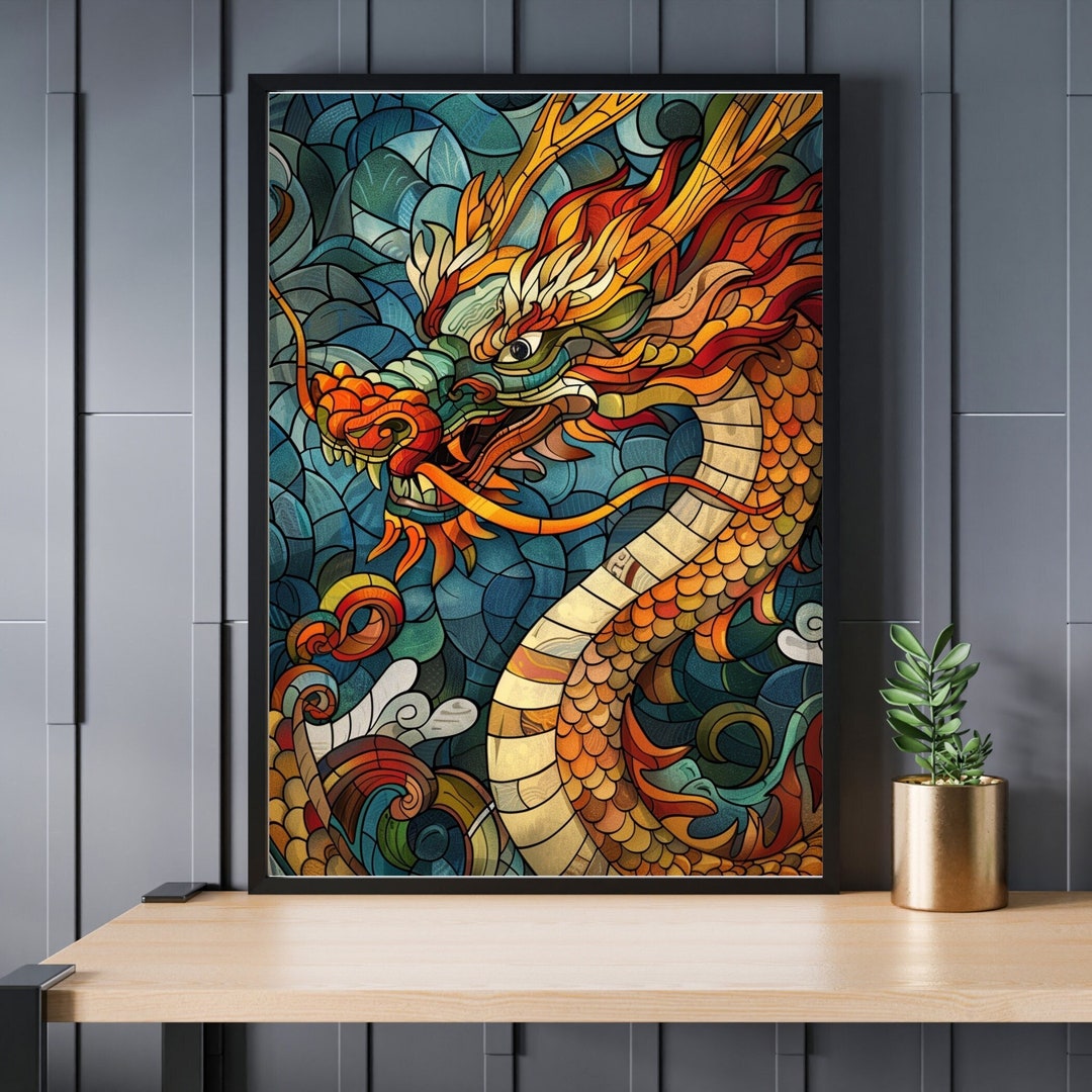 Stained Glass Chinese Dragon Jigsaw Puzzle 300/500/1000 Piece - Etsy