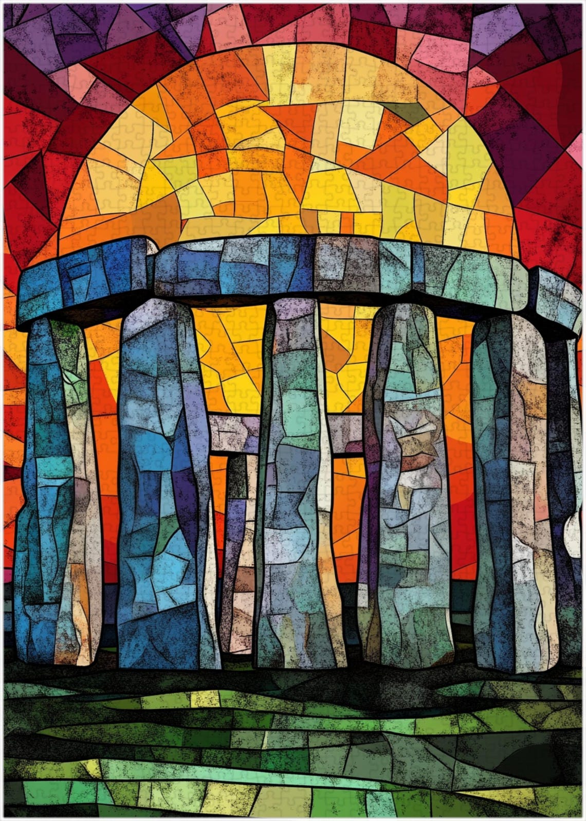 Stained Glass Stonehenge Jigsaw Puzzle 300/500/1000 Piece - Etsy