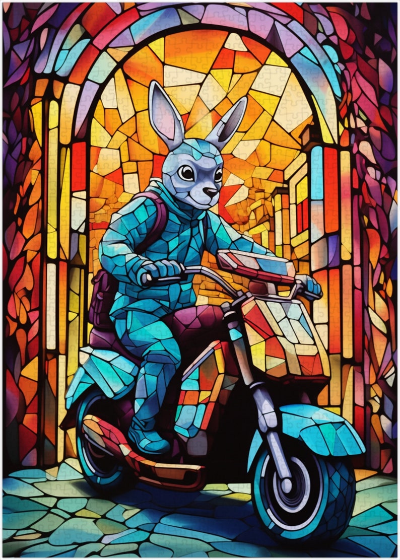 Stained Glass Kangaroo Courier Jigsaw Puzzle 300/500/1000 - Etsy