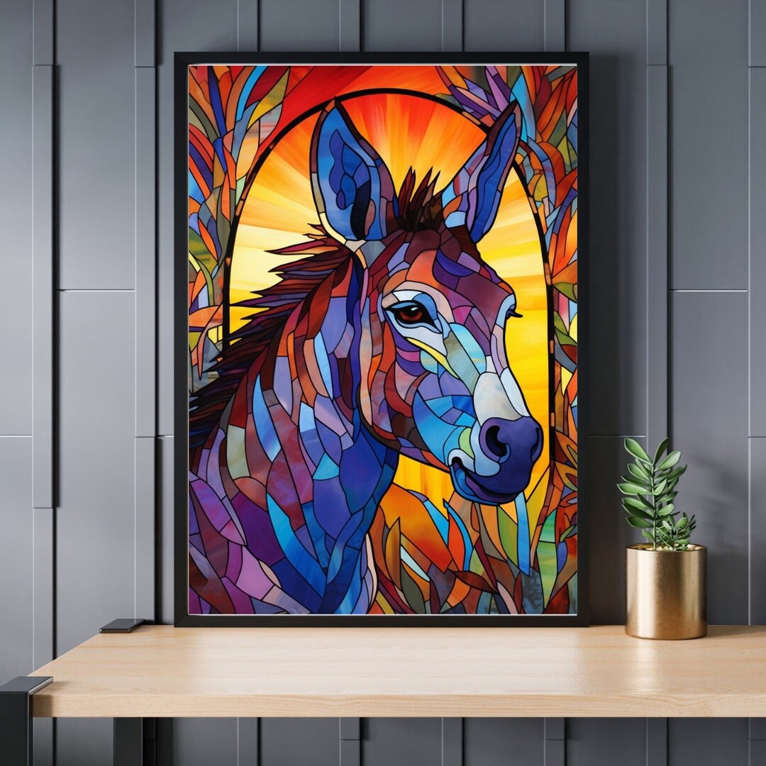 Stained Glass Donkey Jigsaw Puzzle 300/500/1000 Piece - Etsy