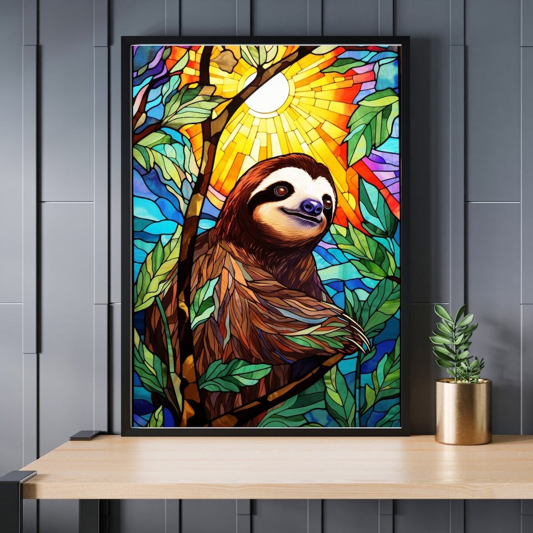 Stained Glass Sloth Jigsaw Puzzle 300/500/1000 Piece - Etsy