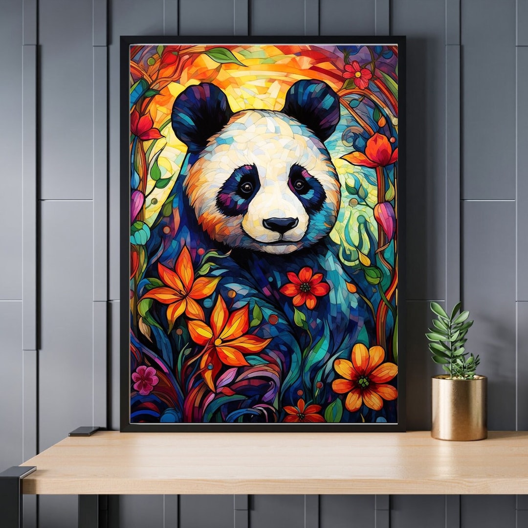 Stained Glass Panda Jigsaw Puzzle 300/500/1000 Piece - Etsy