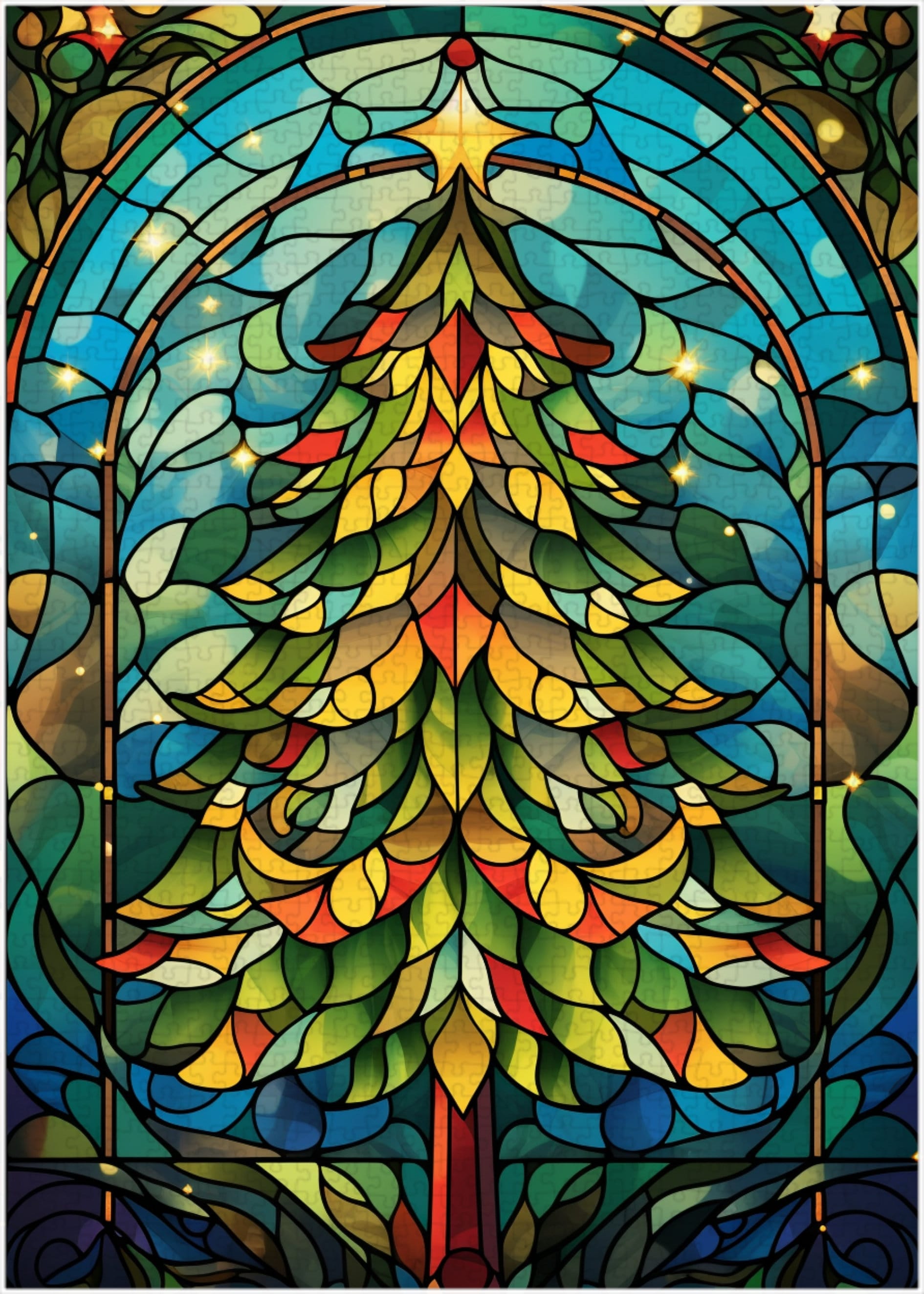 Stained Glass Christmas Tree Jigsaw Puzzle: Wooden Holiday Art - Etsy