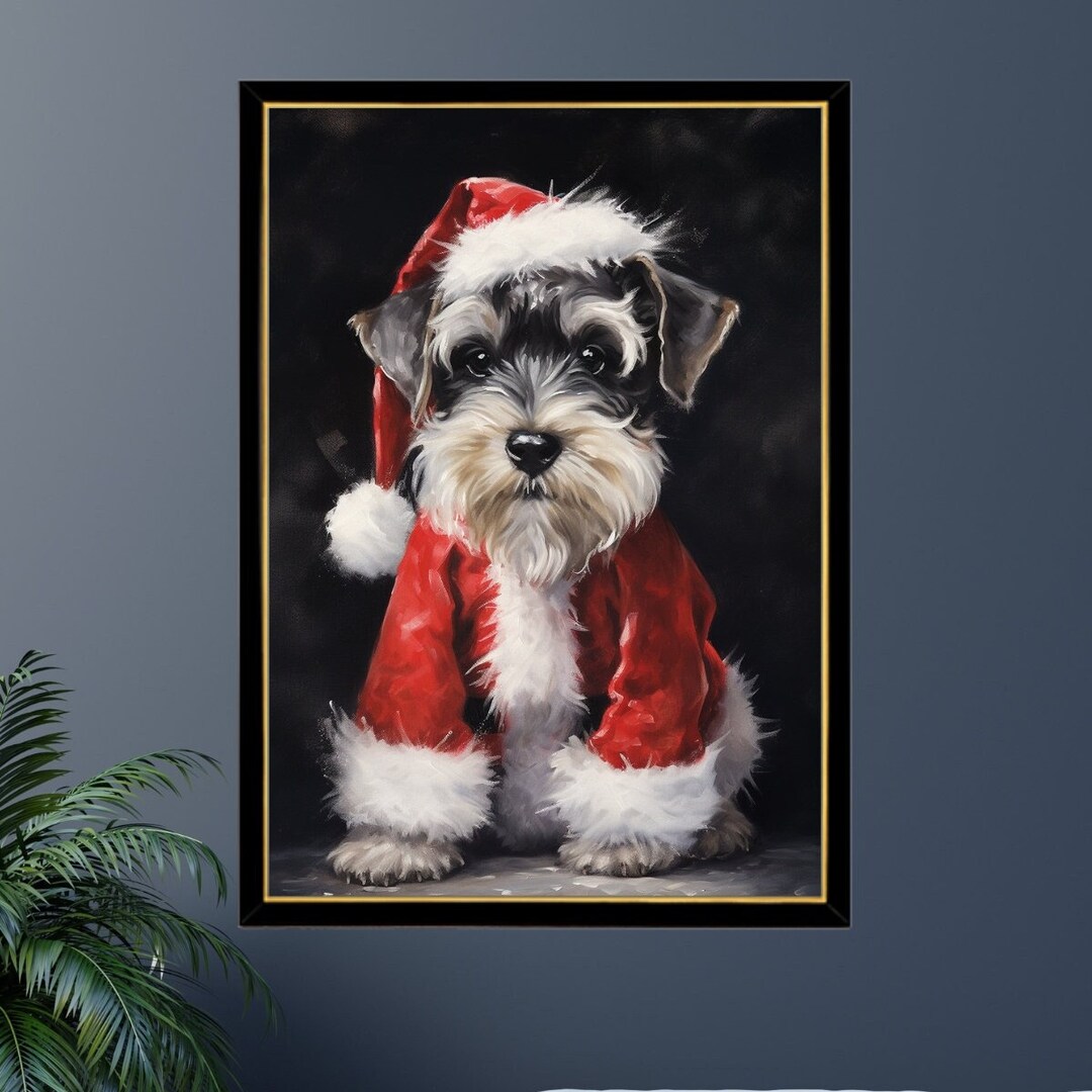 Santa Miniature Schnauzer Jigsaw Puzzle: Pet Christmas Costume Portrait ...