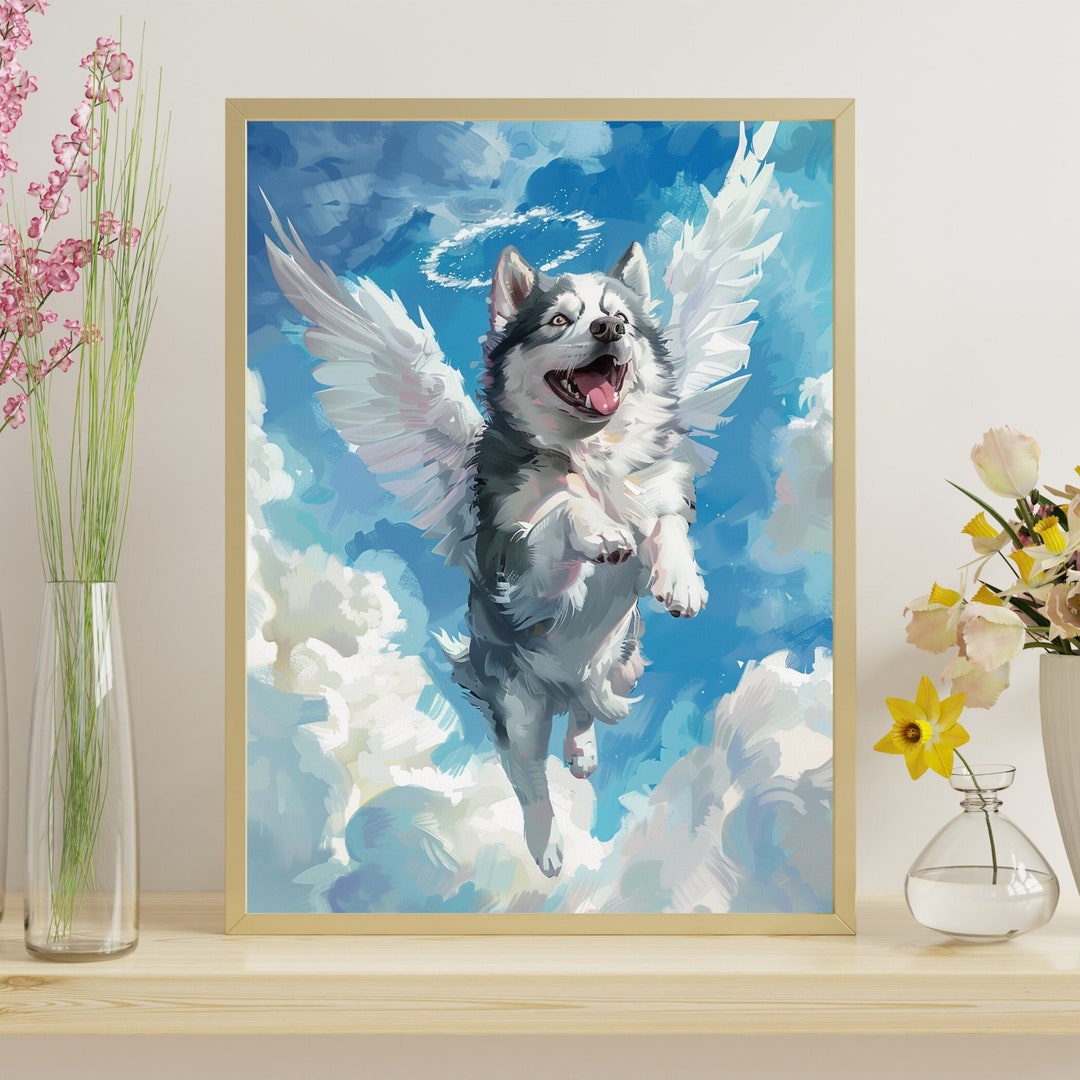 Angel Siberian Husky Jigsaw Puzzle 300/500/1000 Piece - Pet Memorial to ...